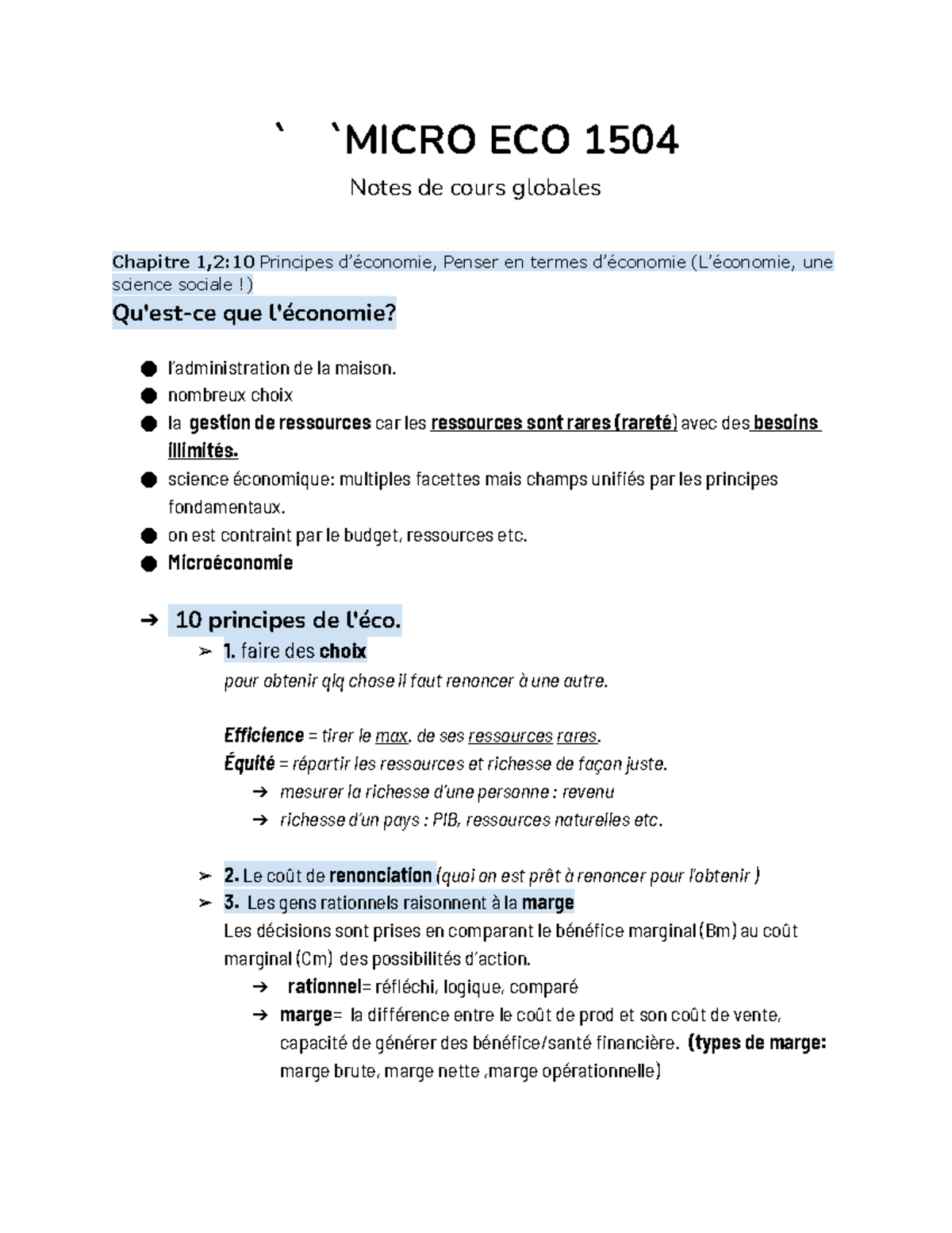 Micro ECO 1504 - Notes de cours sur les principes de microéconomie ...