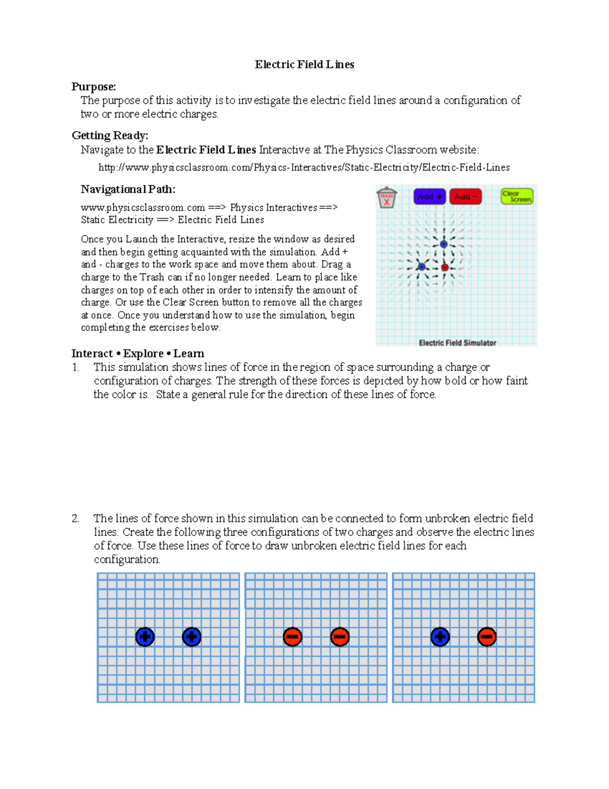 Q3-Week2-Electric Field Lines Activity in Static Electricity - Studocu