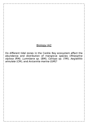 Biology IA2 2024 - Biology ia2 student experiment report Submitted ...