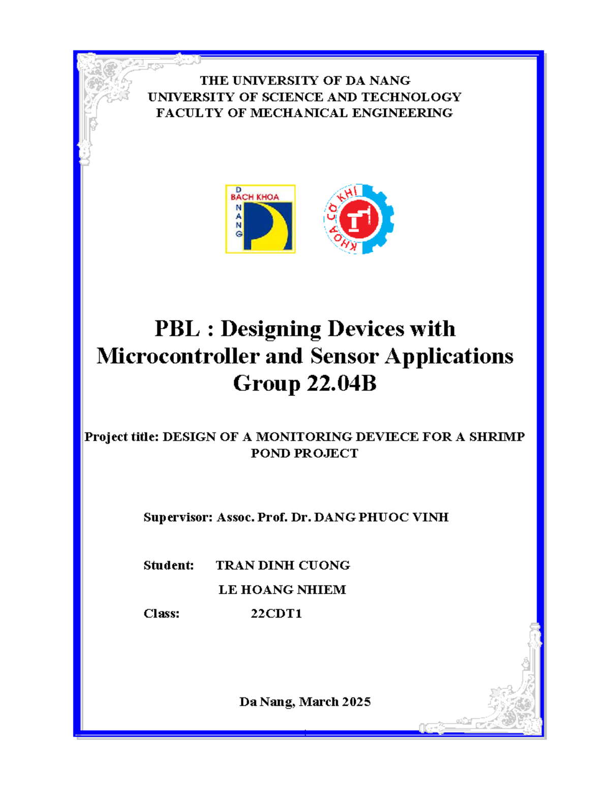PBL 22.04B: Design of a Monitoring Device for Shrimp Pond - Studocu