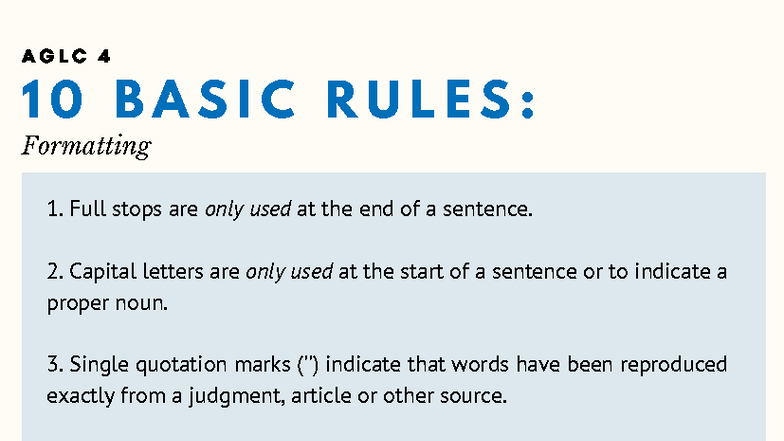 AGLC 4 Formatting Guidelines: 10 Basic Rules for Clarity - Studocu