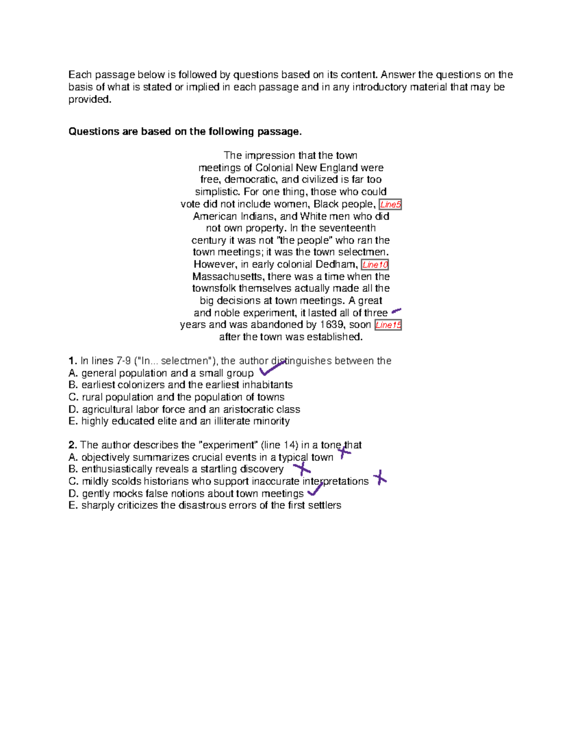LCAT Practice: Reading Passages and Questions Analysis - Studocu