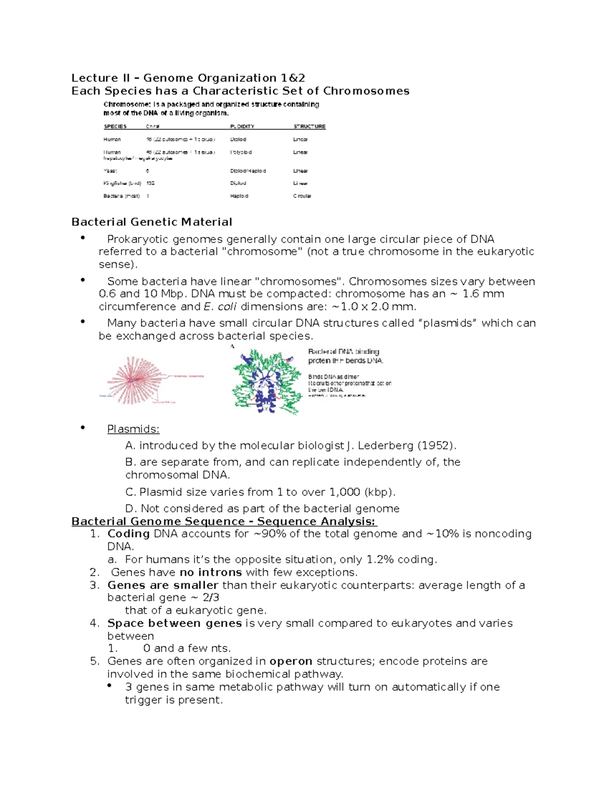 Lecture 2&3 Notes: Genome Organization I & II Insights on Chromosomes ...