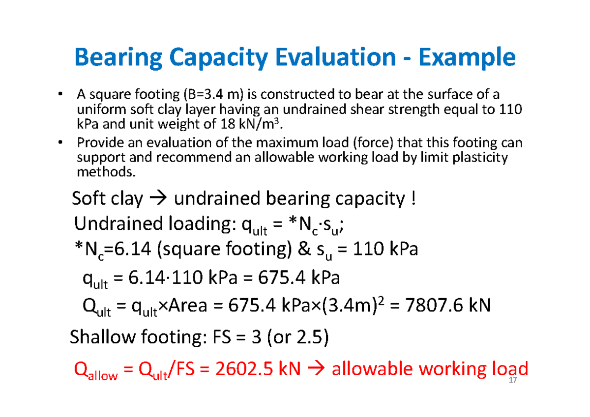 Tutorial Questions - Lecture 2 - Bearing Capacity Evaluation ‐ Example ...