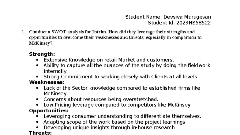 Intrim Case Study - SWOT Analysis & Value Proposition (2023HB58522 ...