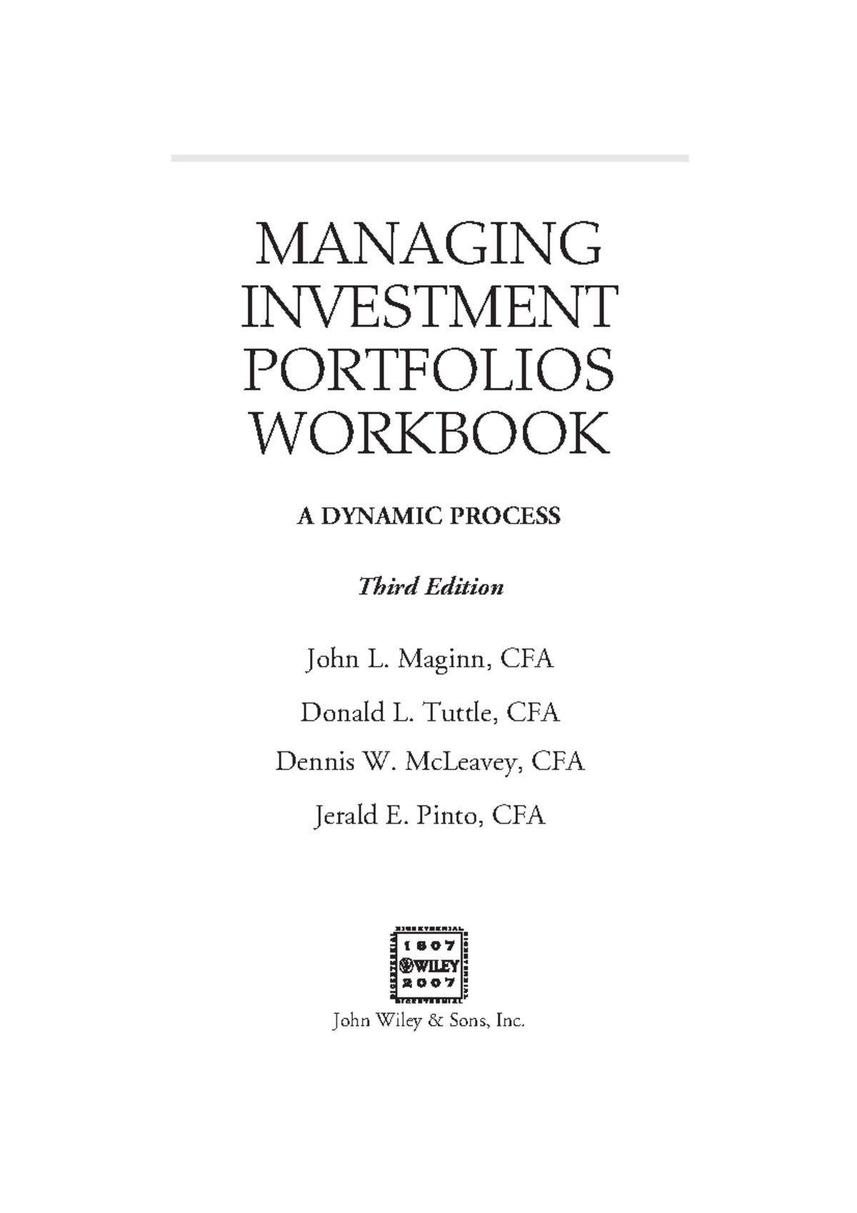 Managing Investment Portfolios Workbook - MANAGING INVESTMENT ...