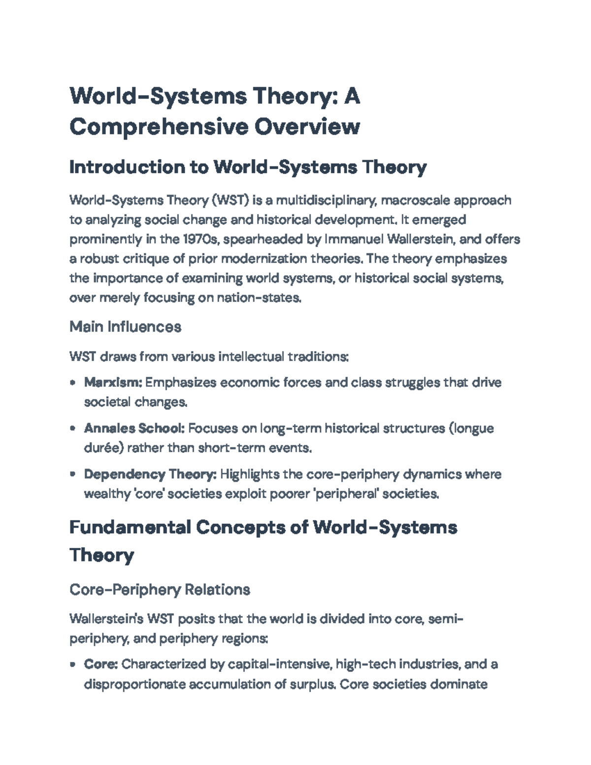 Comprehensive Overview of World-Systems Theory (WST) Analysis - World ...