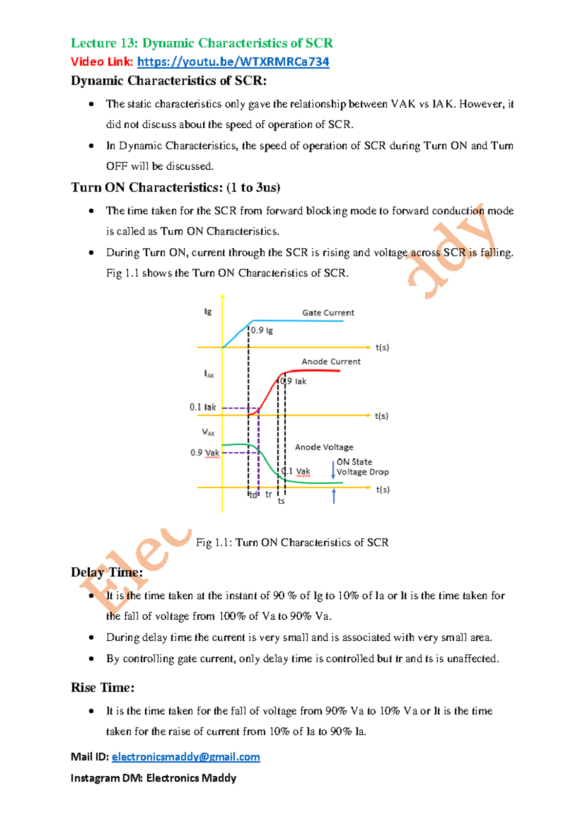 Lecture 13: SCR Dynamic Characteristics in Electronics Course - Studocu