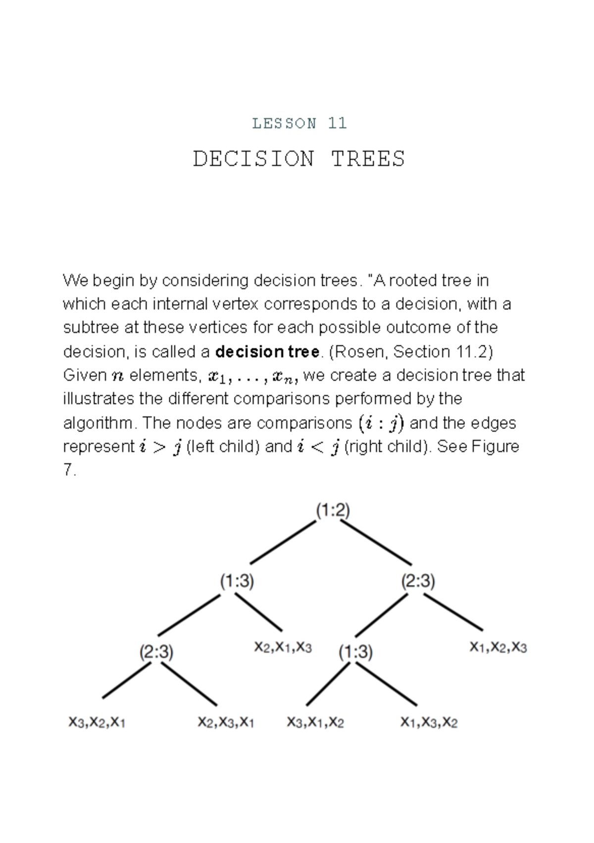 CP214 LESSON 11: DECISION TREES AND SORTING ALGORITHMS - Studocu