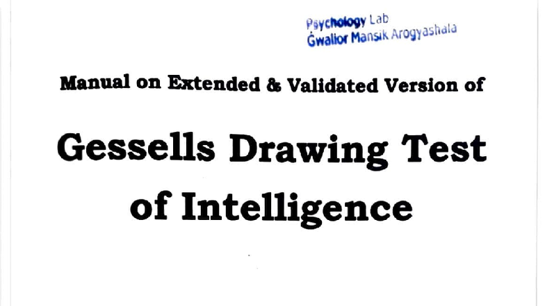 Gessel Drawing Test of Intelligence Manual - Extended Validation - Studocu