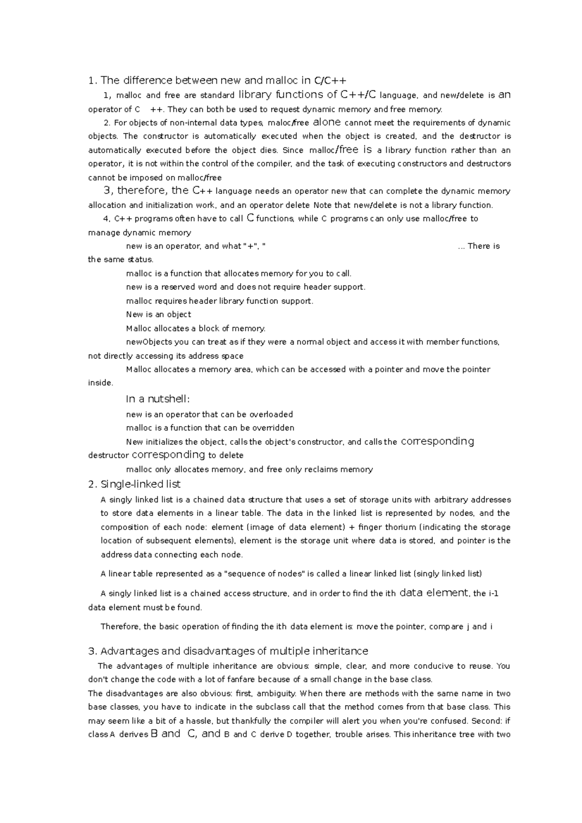 The difference between new and malloc in C:C++ - 1. The difference between new and malloc in C ...