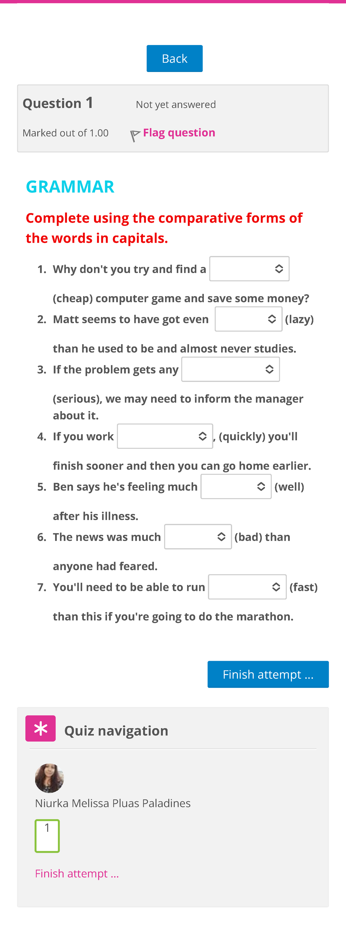 L135.1 Grammar Quiz: Comparative Forms Practice - Studocu