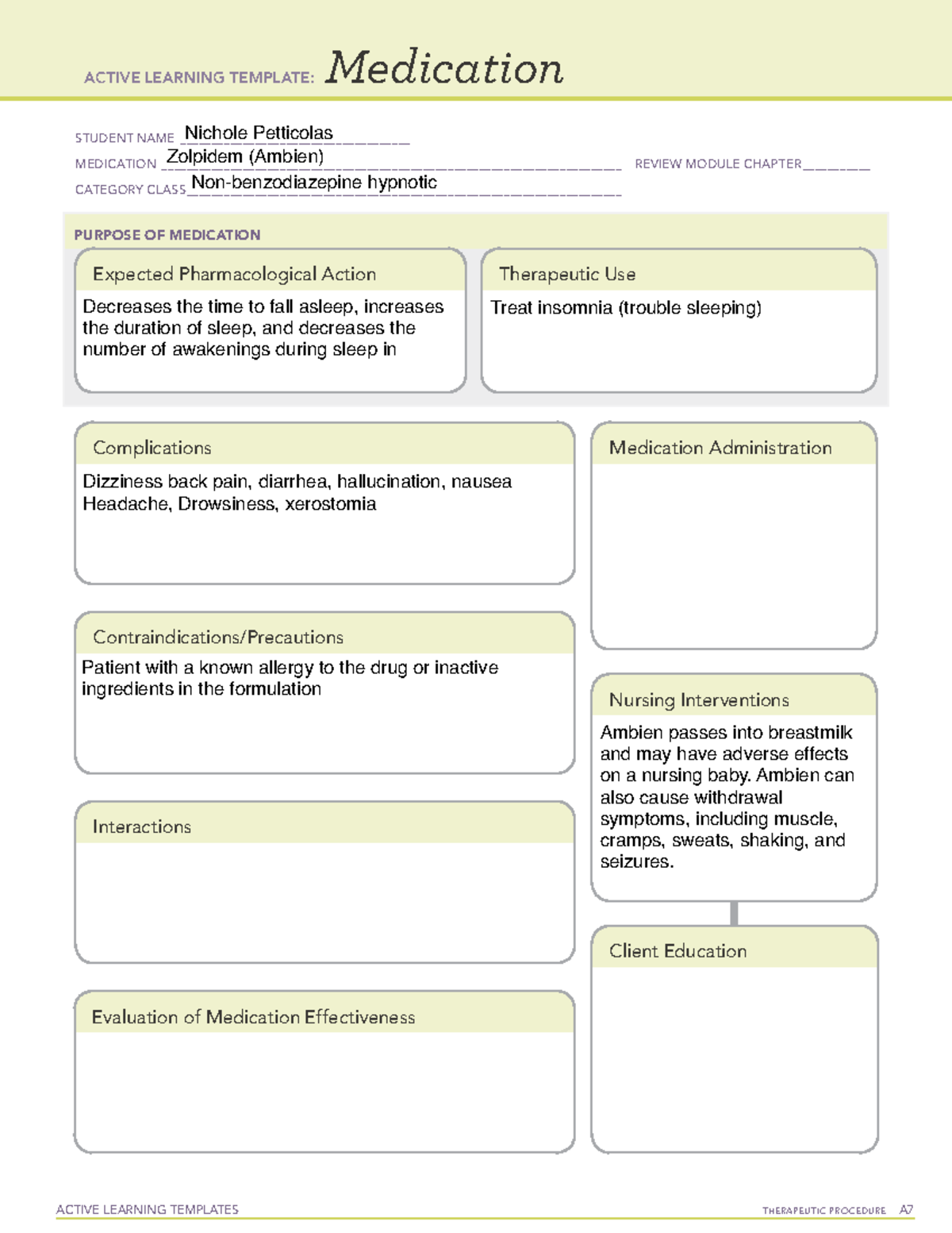 Active Learning Template medication - ACTIVE LEARNING TEMPLATES ...