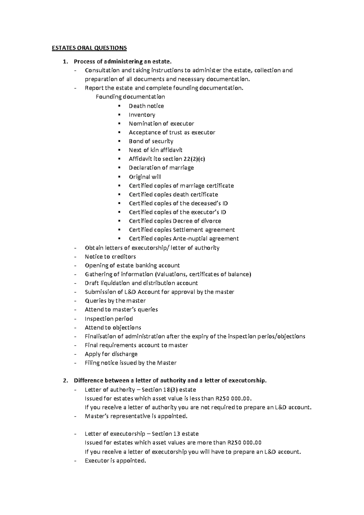 Study Guide 2: Administration of Estates - ESTX01M Year Module - Studocu
