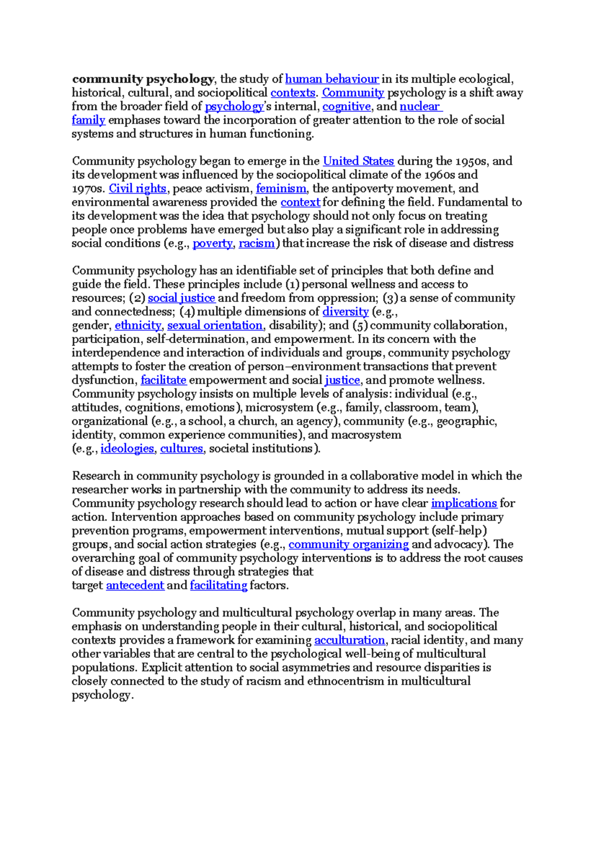 Community psychology - health benefits models - community psychology ...