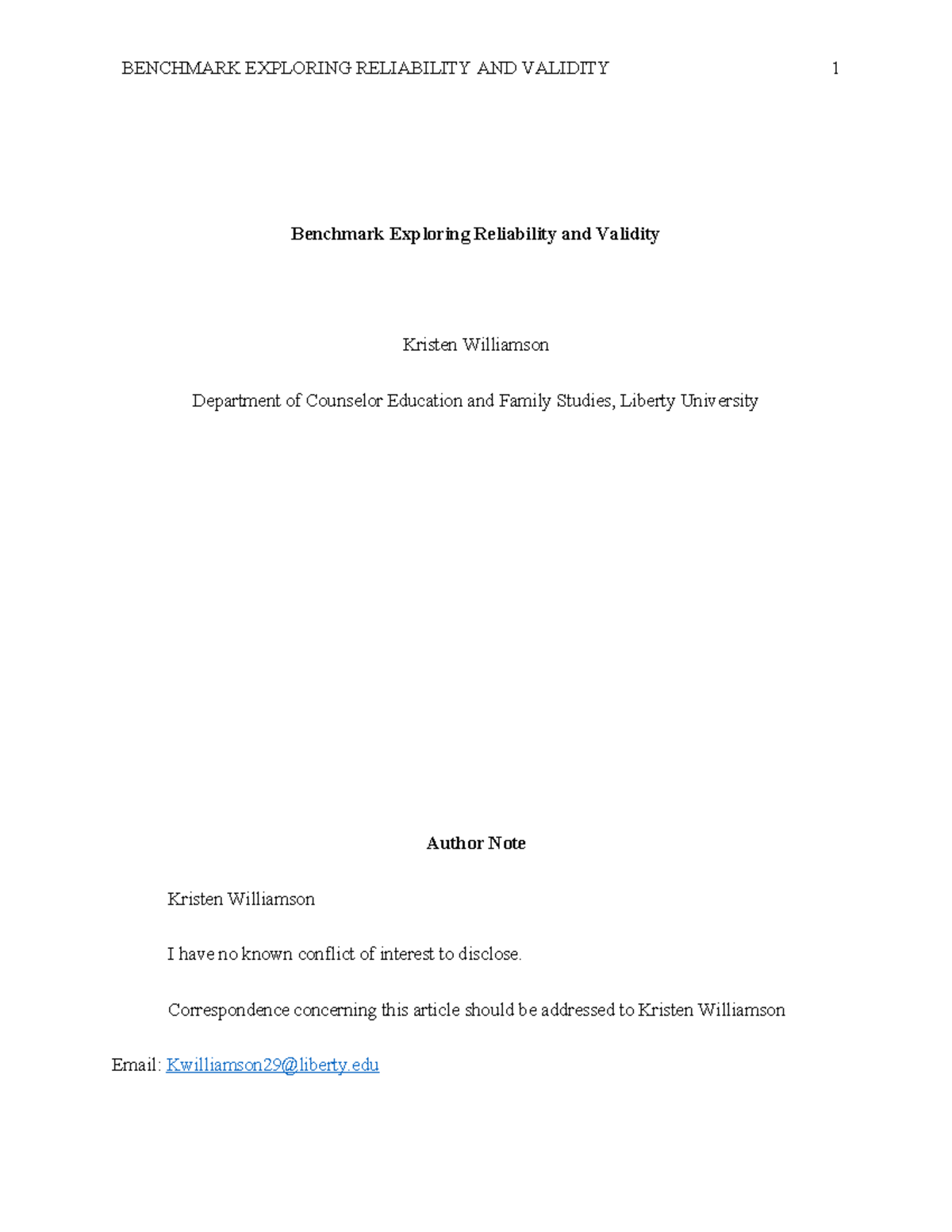 Benchmark Analysis of Reliability and Validity in Assessments - Studocu