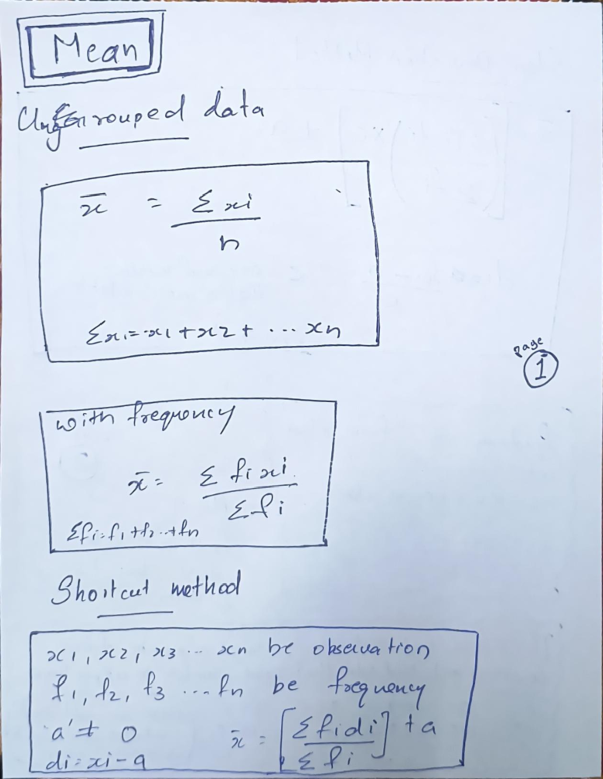 Statistical Equations and Mean Calculations - Study Notes - Studocu