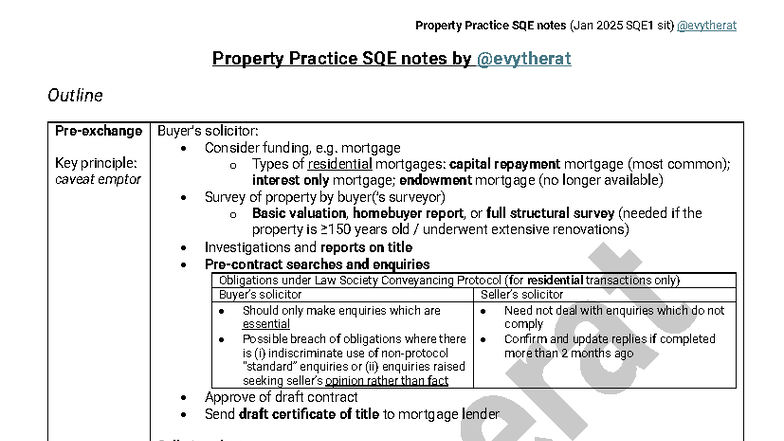 Property Practice SQE Notes (Jan 2025 SQE1 Exam Preparation) - Studocu