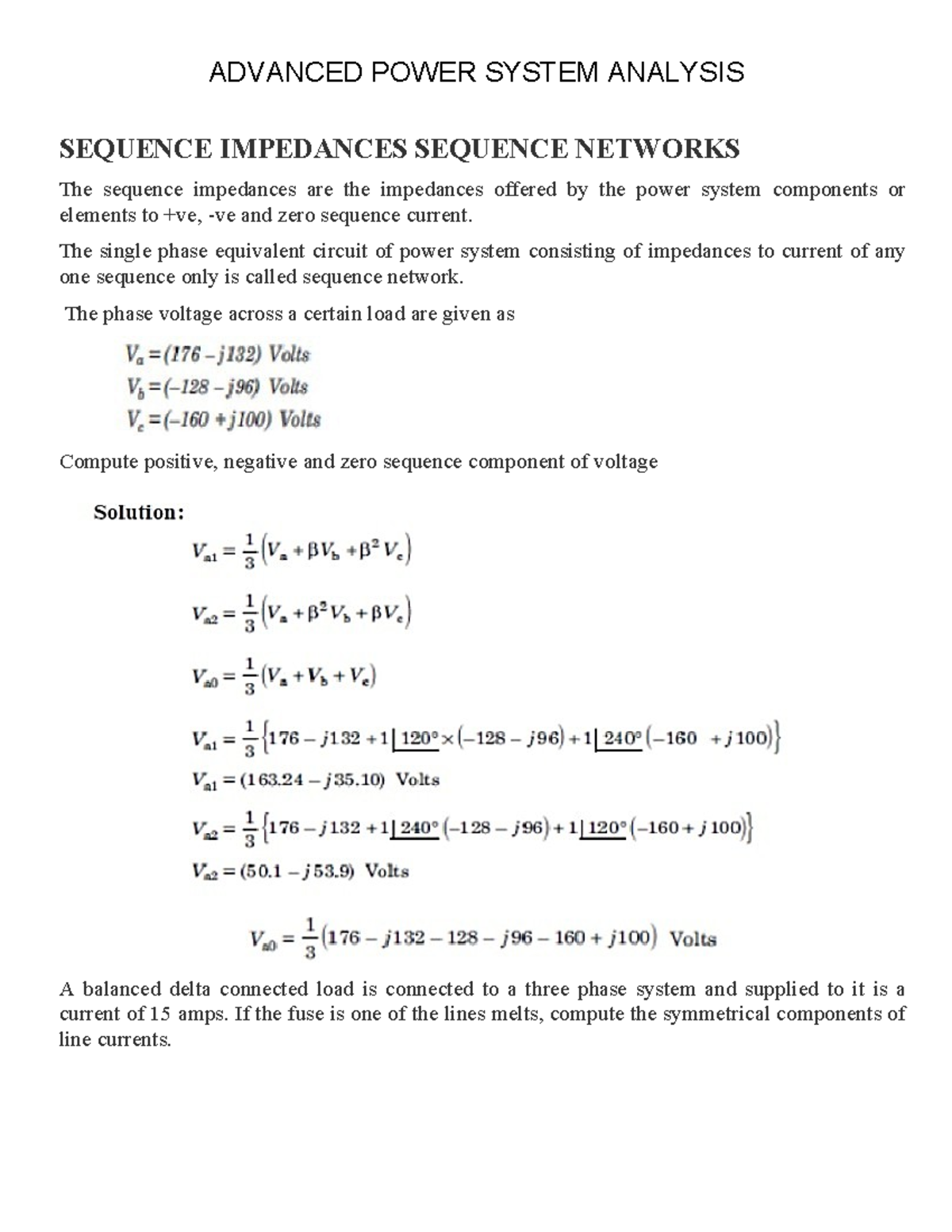 Practice Problems on Sequence Networks & Ybus Formation Solutions - Studocu