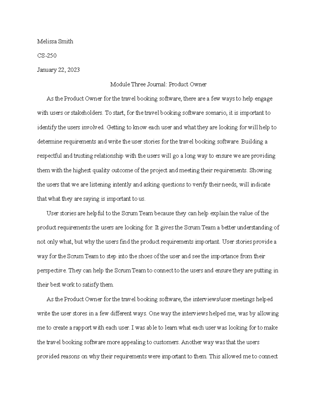 CS 250 Module 3 Journal: Insights on Product Ownership in Software ...