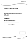 STA1501 - Unisa - Descriptive Statistics and Probability - Studocu