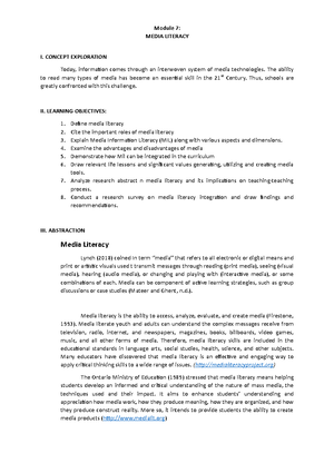 Module-6 - module - Module 6: SOCIAL LITERACY I. CONCEPT EXPLORATION ...