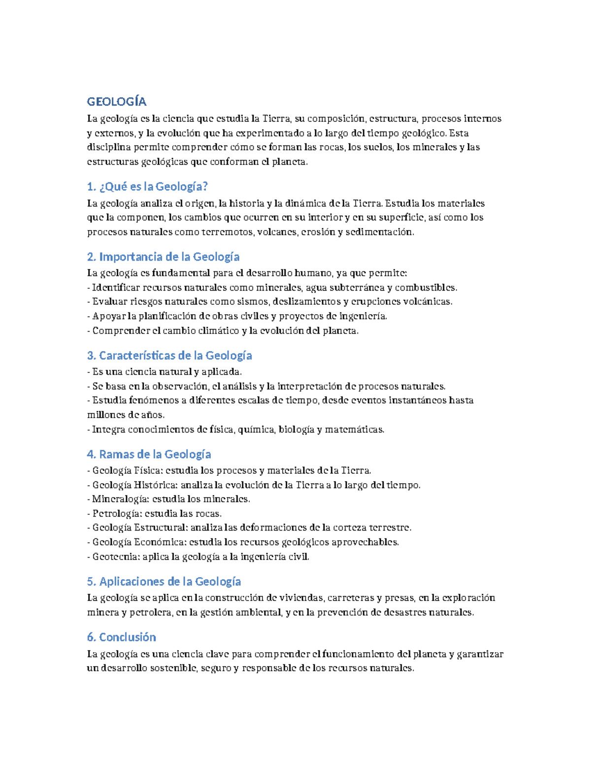 GEO 101: Conceptos Generales de Geología y su Importancia - Studocu