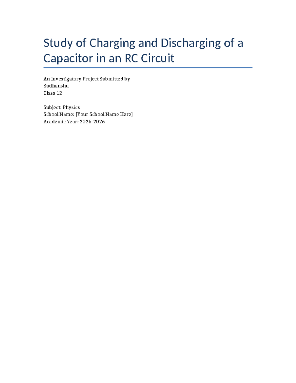 RC Circuit Capacitor Charging & Discharging Study - Class 12 Physics ...