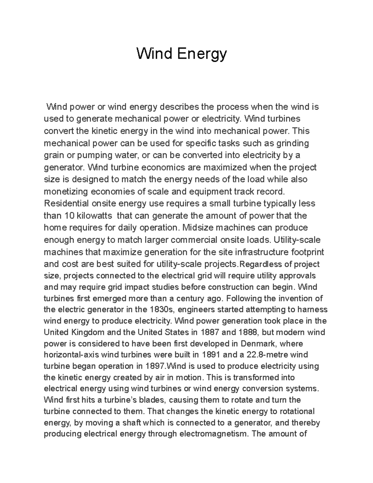 Wind energy-2 - it is about environmental science specifically wind ...