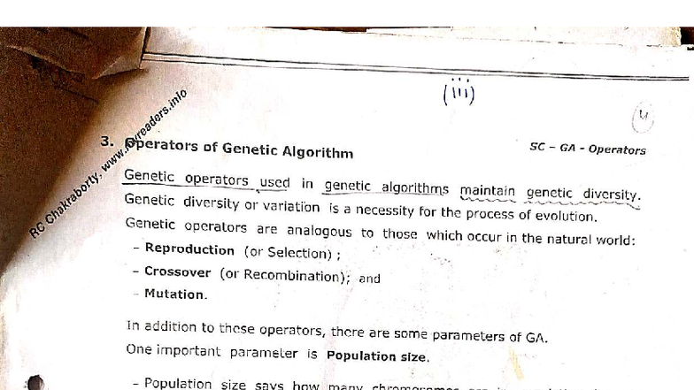 AOSC 5: Genetic Algorithm Operators and Their Functions - Studocu