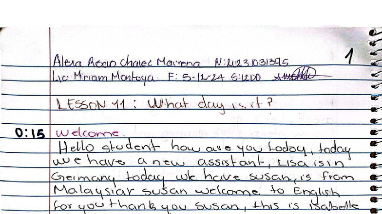 U3T3a41 - Lesson 11: Understanding Days and Dates in English - Studocu