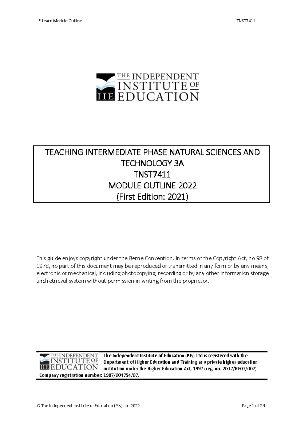 TNST7411 Module Manual: Teaching Natural Sciences & Technology 3A - Studocu