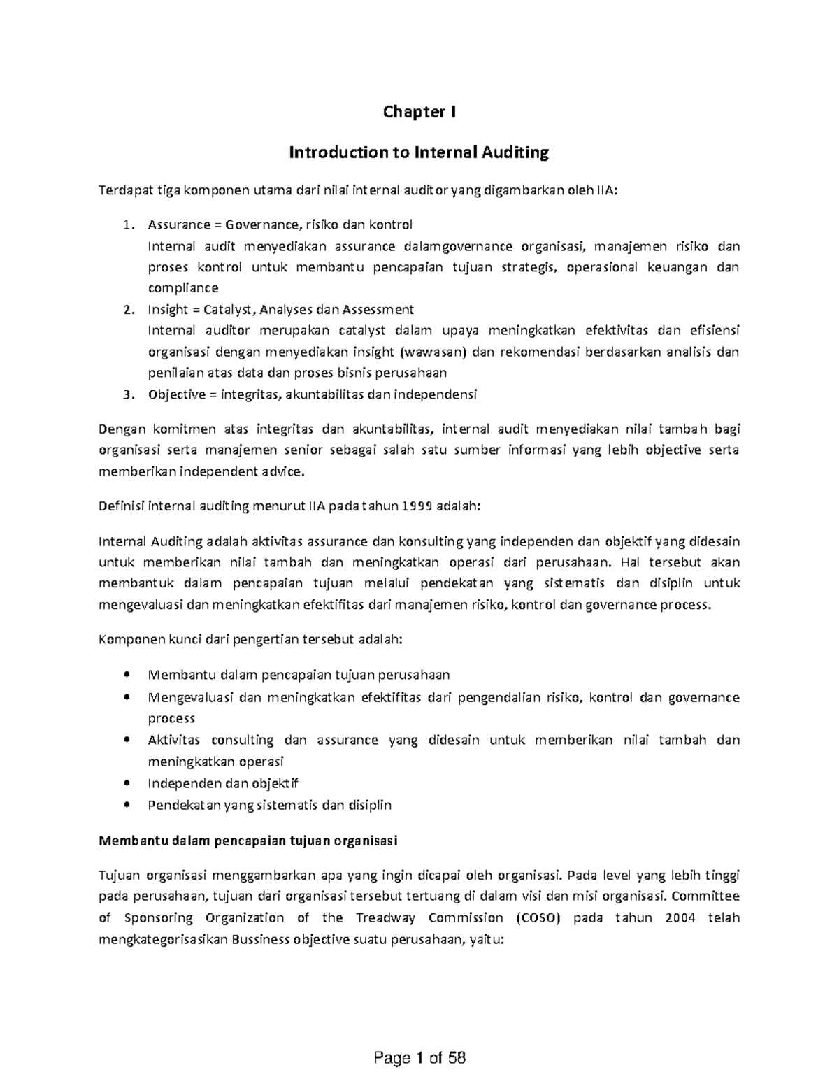 263146940 Resume Audit Internal Semester IV - Chapter I Introduction to Internal Auditing ...