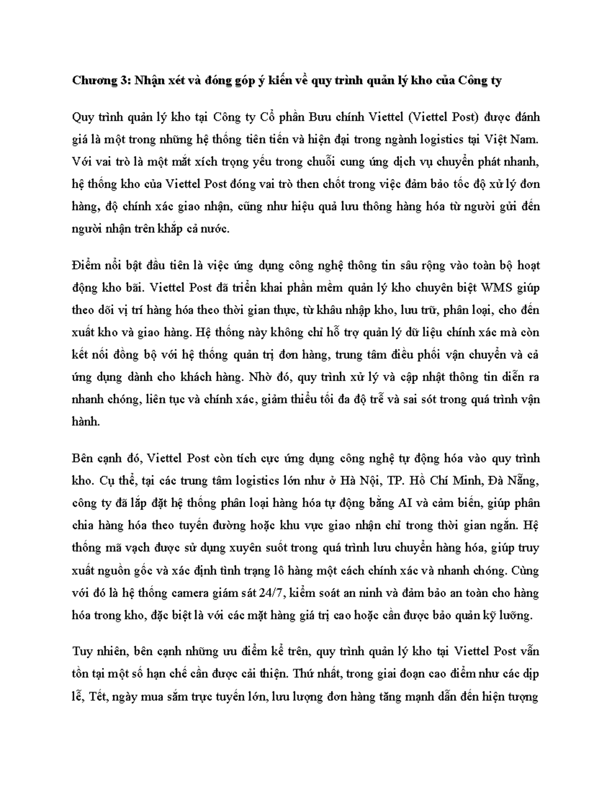Chương 3: Đánh giá quy trình QTKH tại Viettel Post - JDCKSGDHV - Studocu