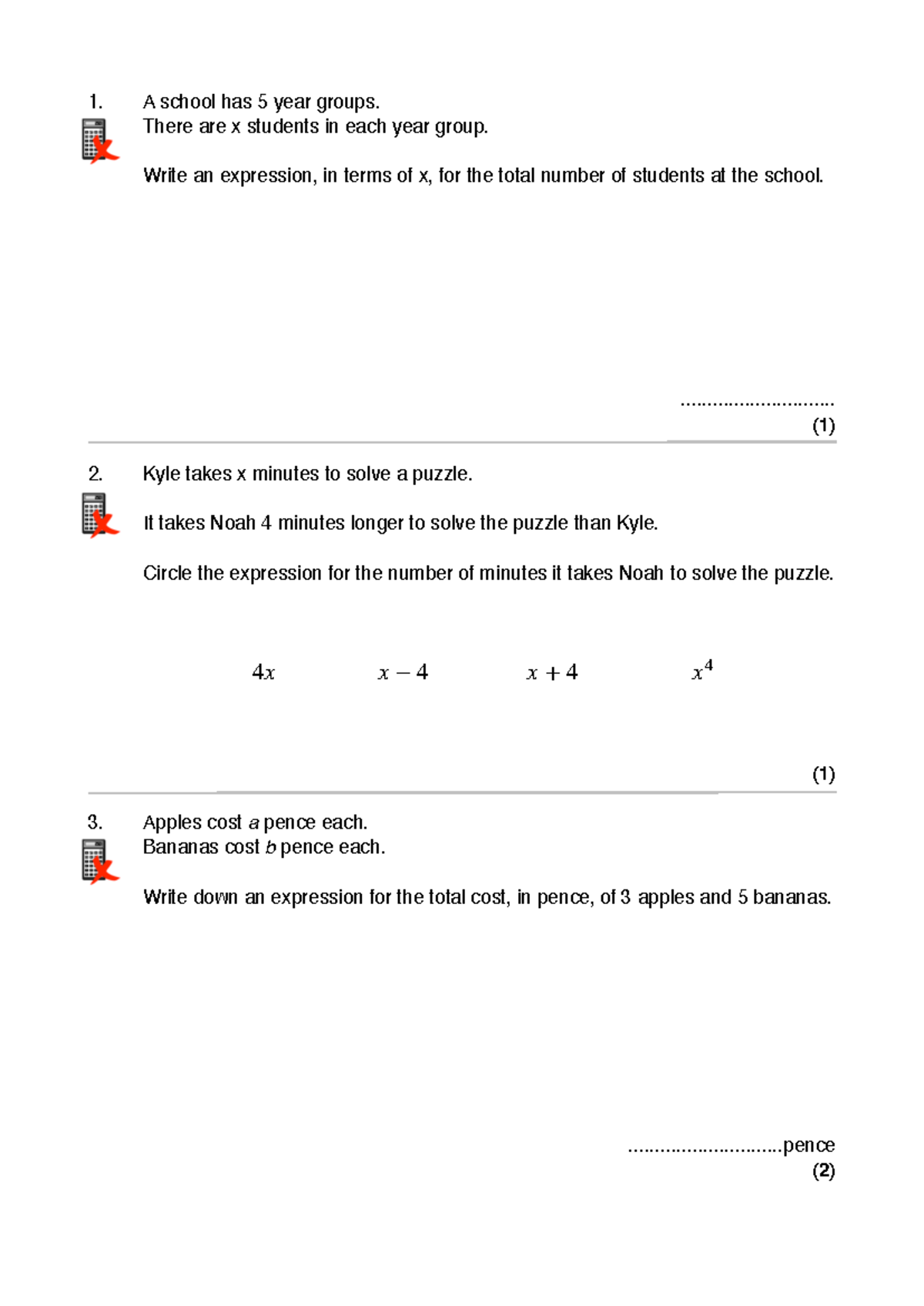Algebra Basics: Forming Expressions in Algebra - Practice Problems ...