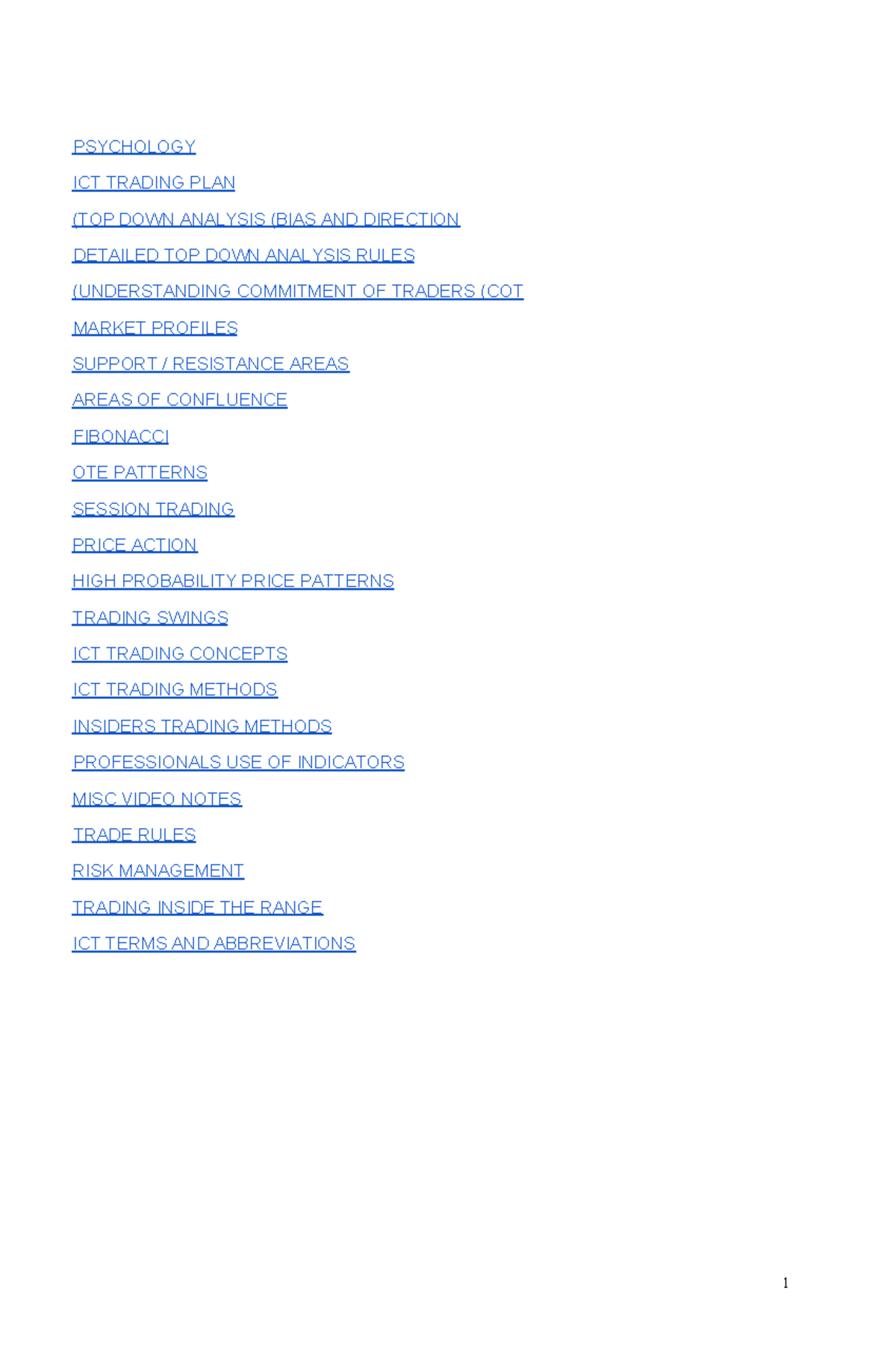 ICT Material Reference - PSYCHOLOGY ICT TRADING PLAN (TOP DOWN ANALYSIS ...