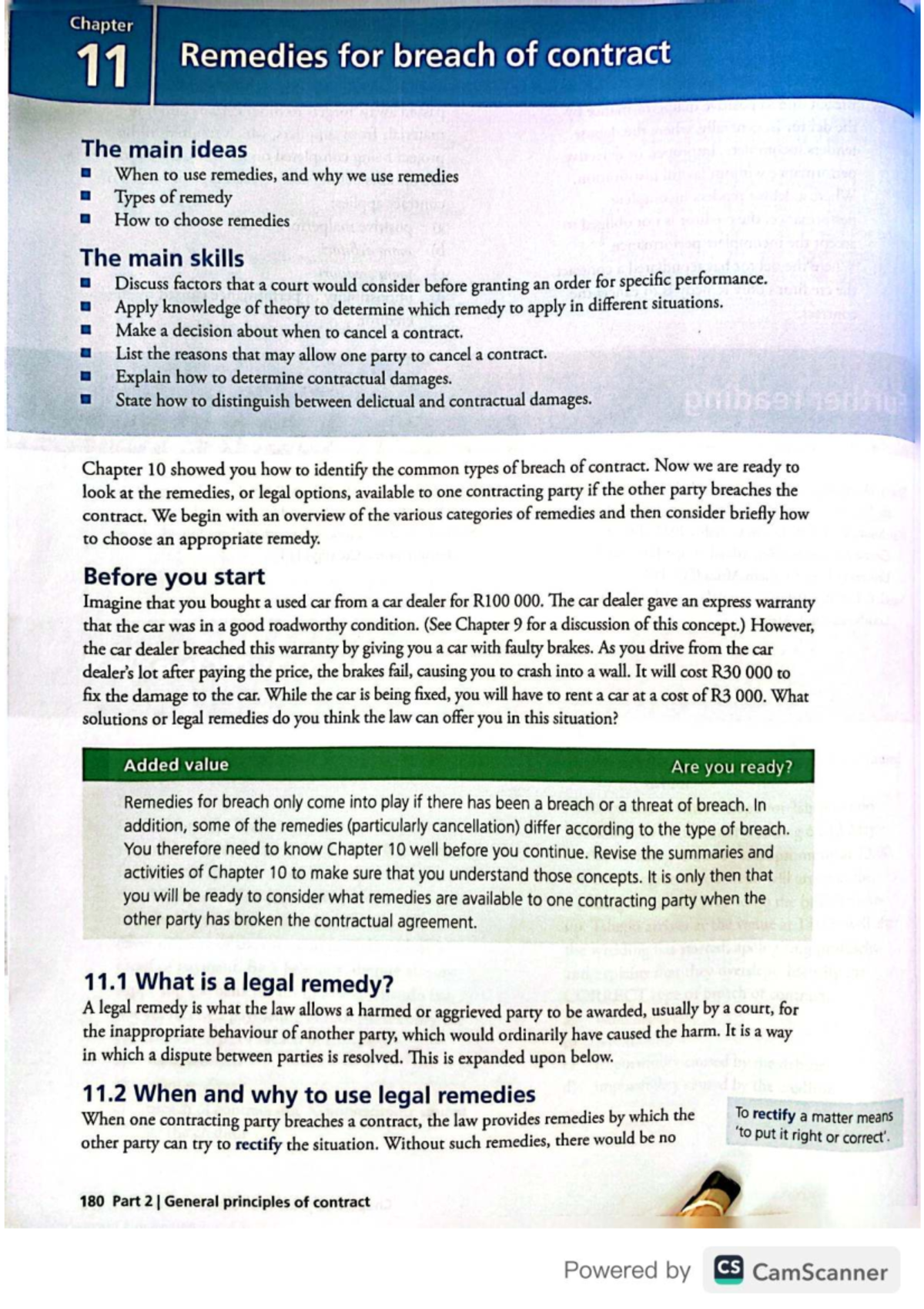 Chapter 11: Remedies for Breach of Contract - Summary Notes - Studocu