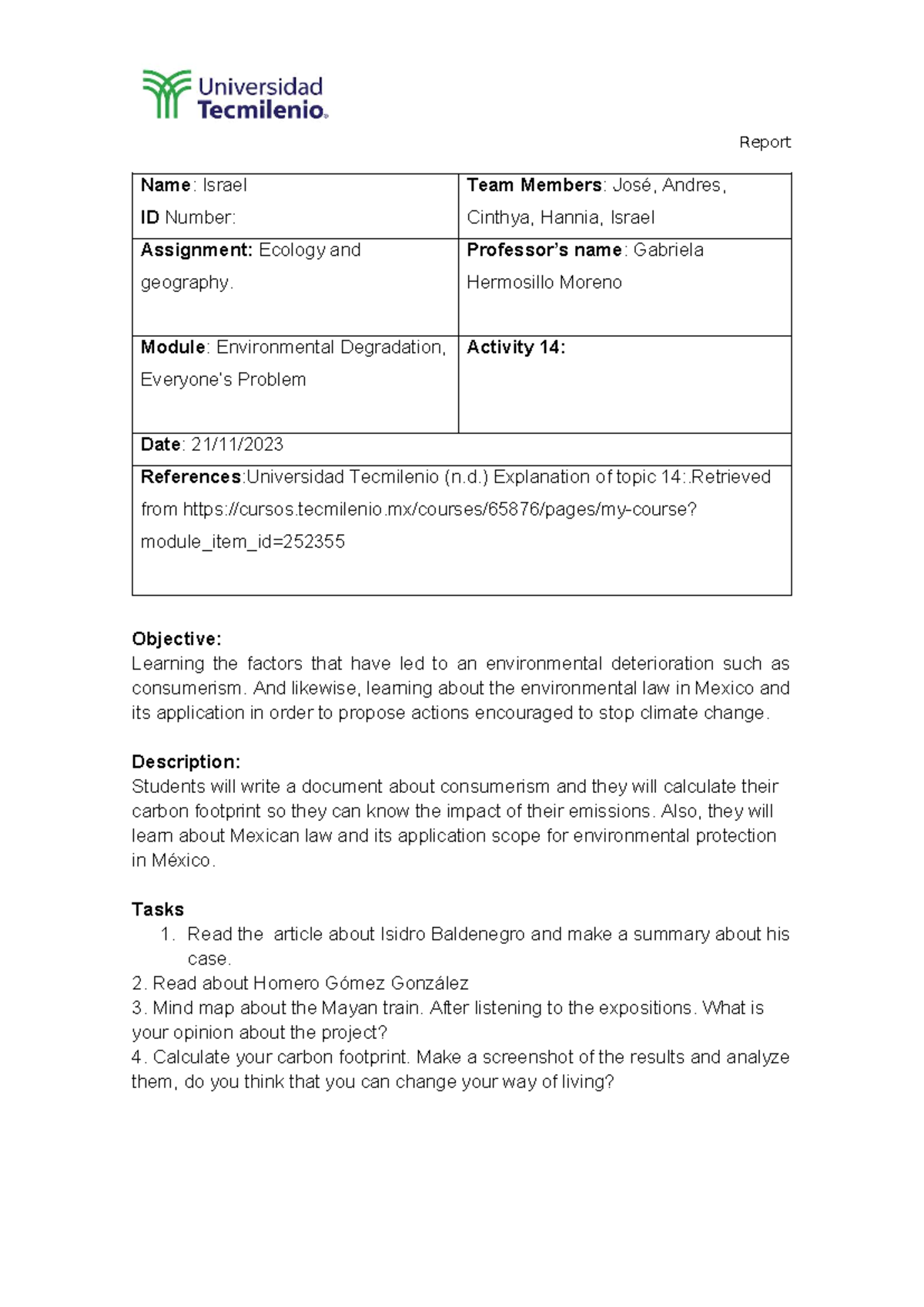 Environmental Degradation Report: Activity 14 - Ecology & Consumerism ...