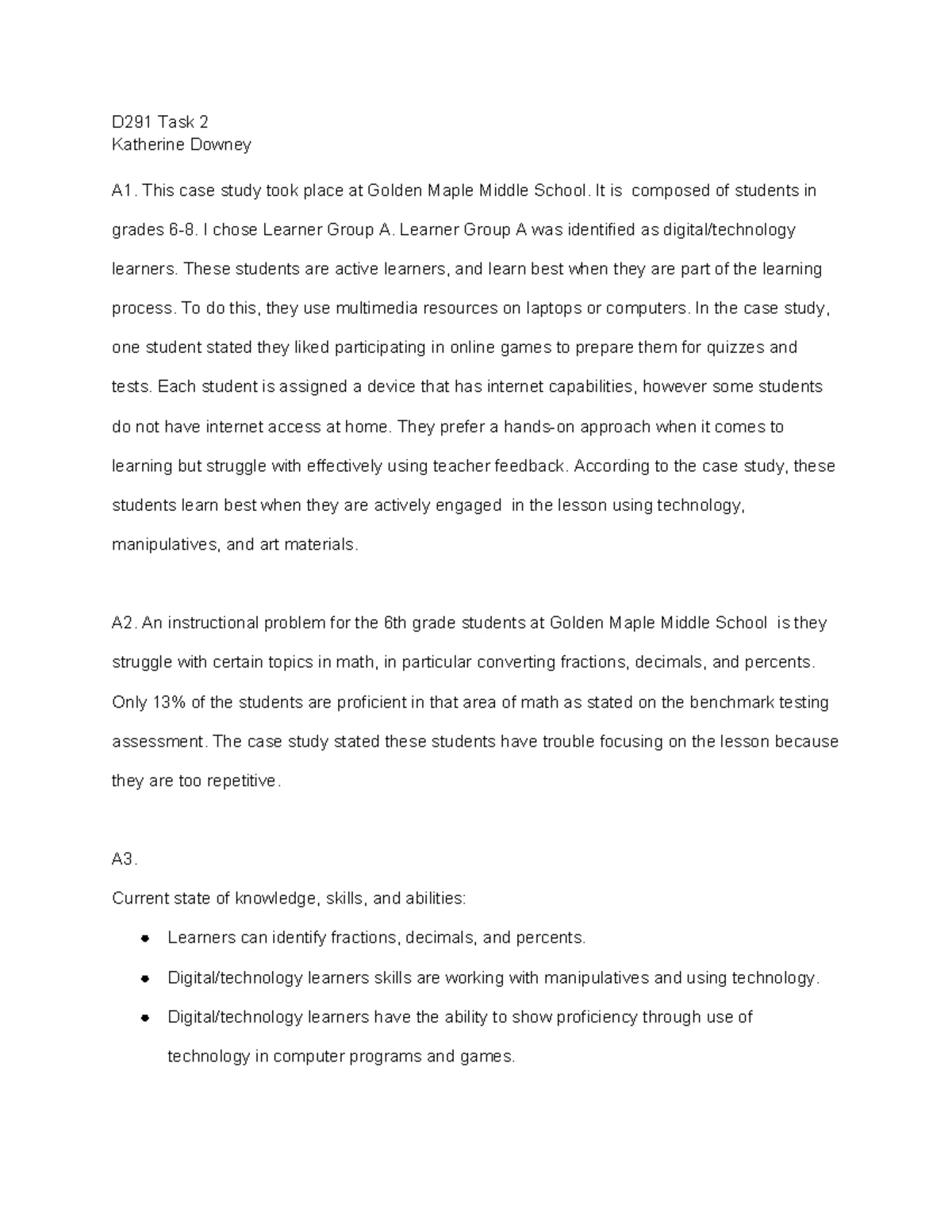 SFM3 Task 1: Conducting a Learner Analysis on Diverse Learner Types ...