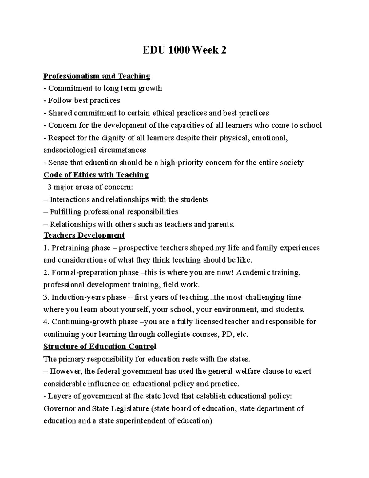 EDU 1000 Week 2 - Katherine Ross - EDU 1000 Week 2 Professionalism and ...