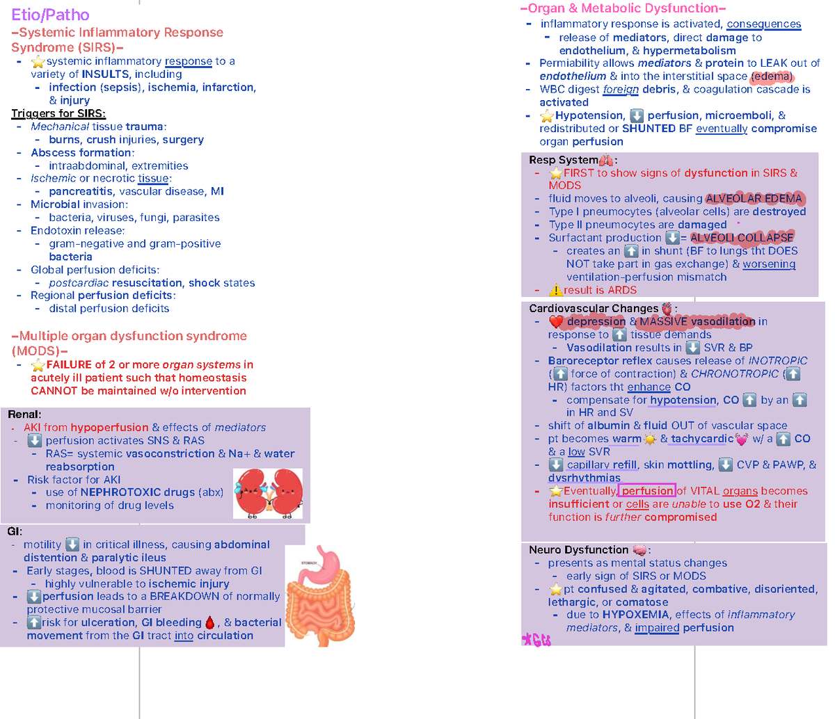 SIRS and MODS: Comprehensive Notes on Inflammatory Response - Studocu