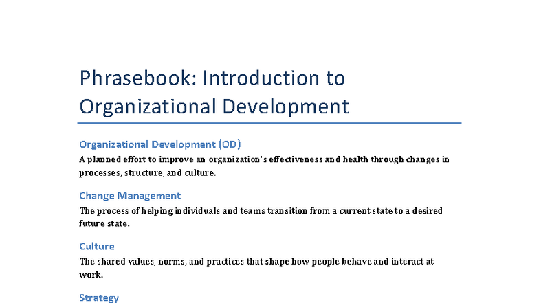 Organizational Development (OD) Phrasebook: Key Concepts and Terms ...