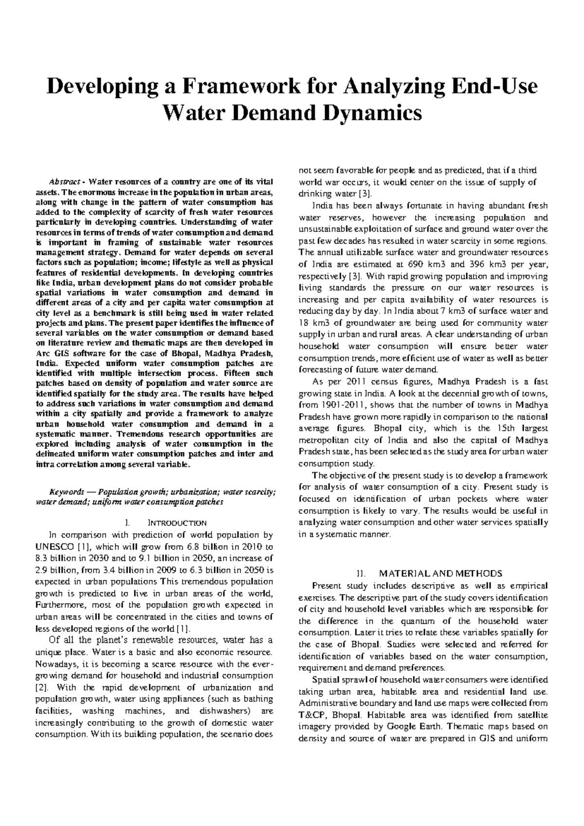 Developing a Framework for Analyzing End-Use Water Demand Dynamics ...