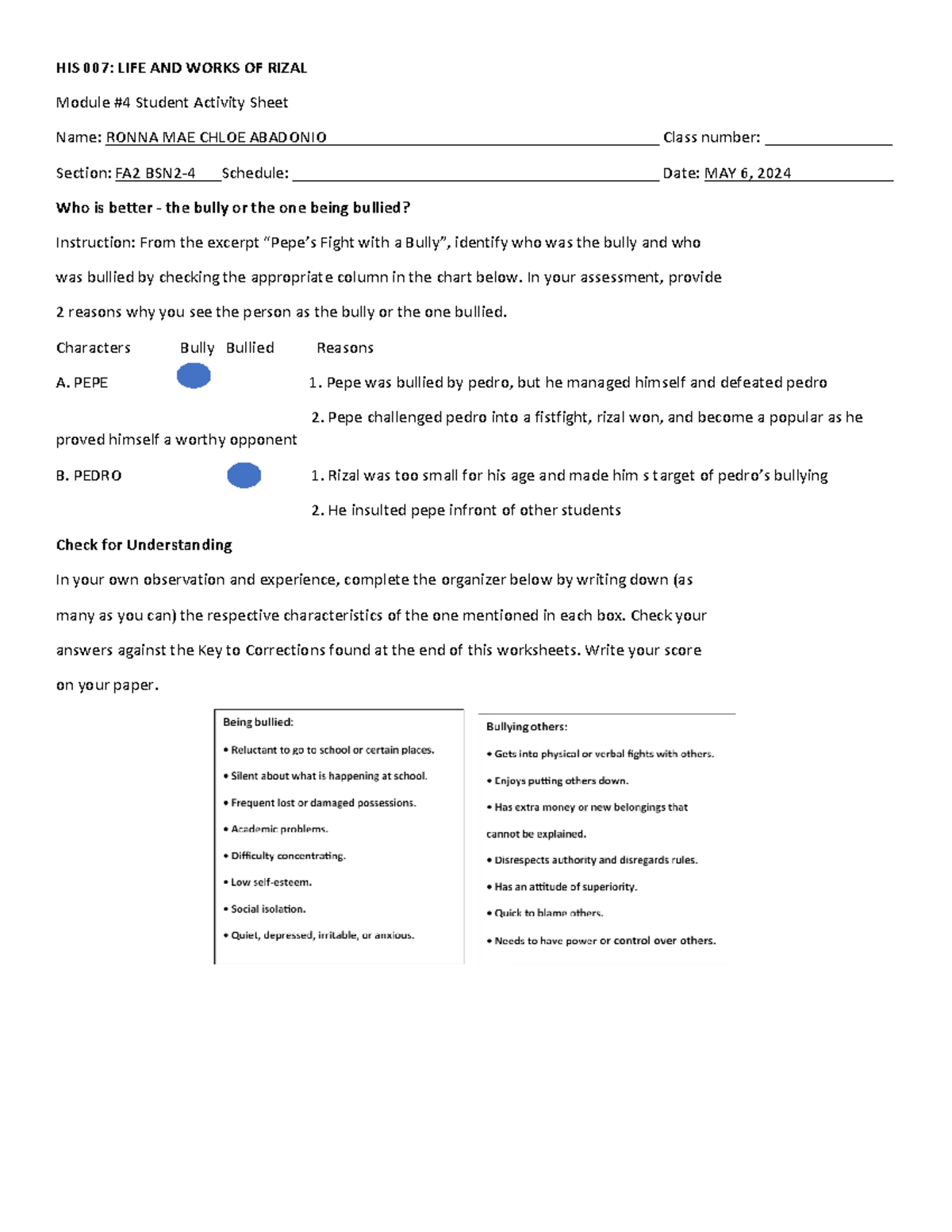 HIS 007 Module 4 Activity: Analyzing the Bullying Dynamic - Studocu