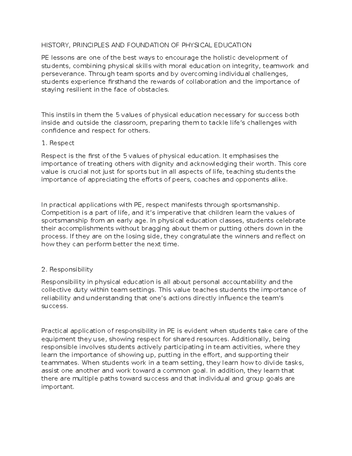 History, Principles AND Foundation OF Physical Education - HISTORY ...