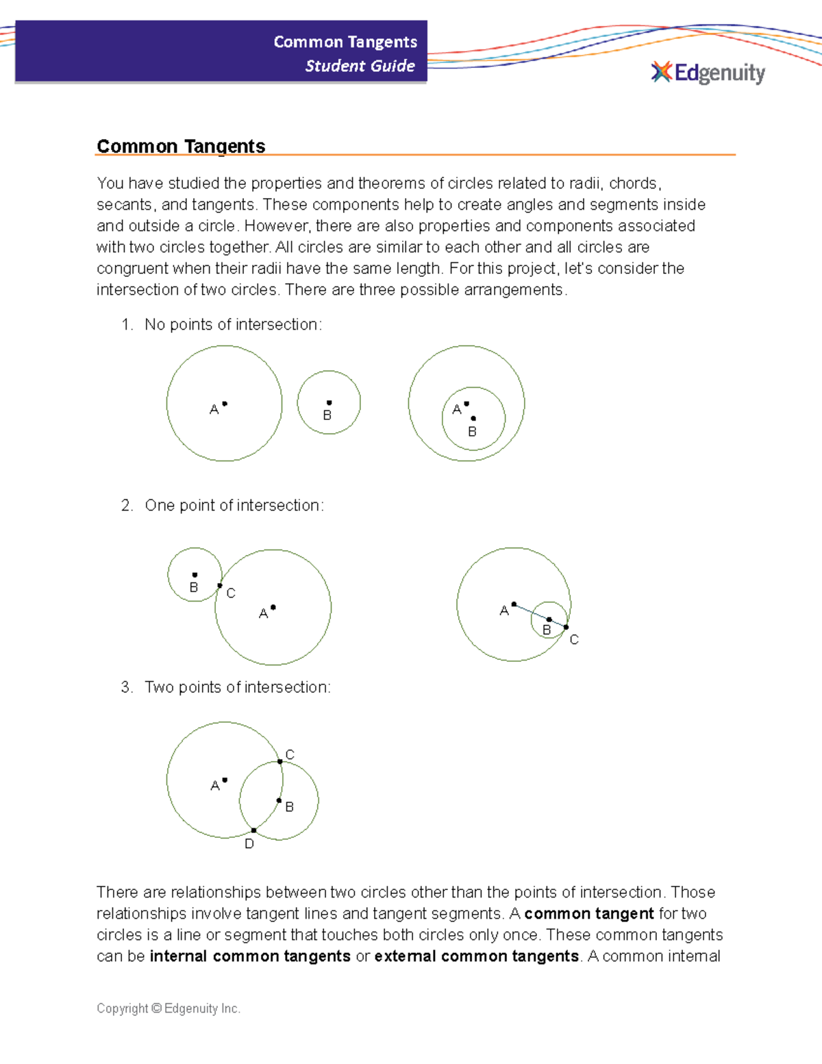 Common Tangent Project Student Guide and Diagrams Explanation - Studocu