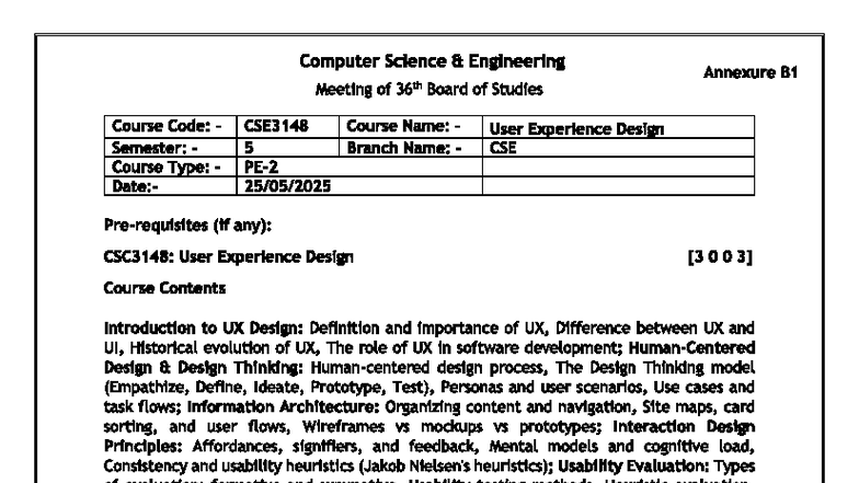 Syllabus for CSE3148: User Experience Design Course - Studocu