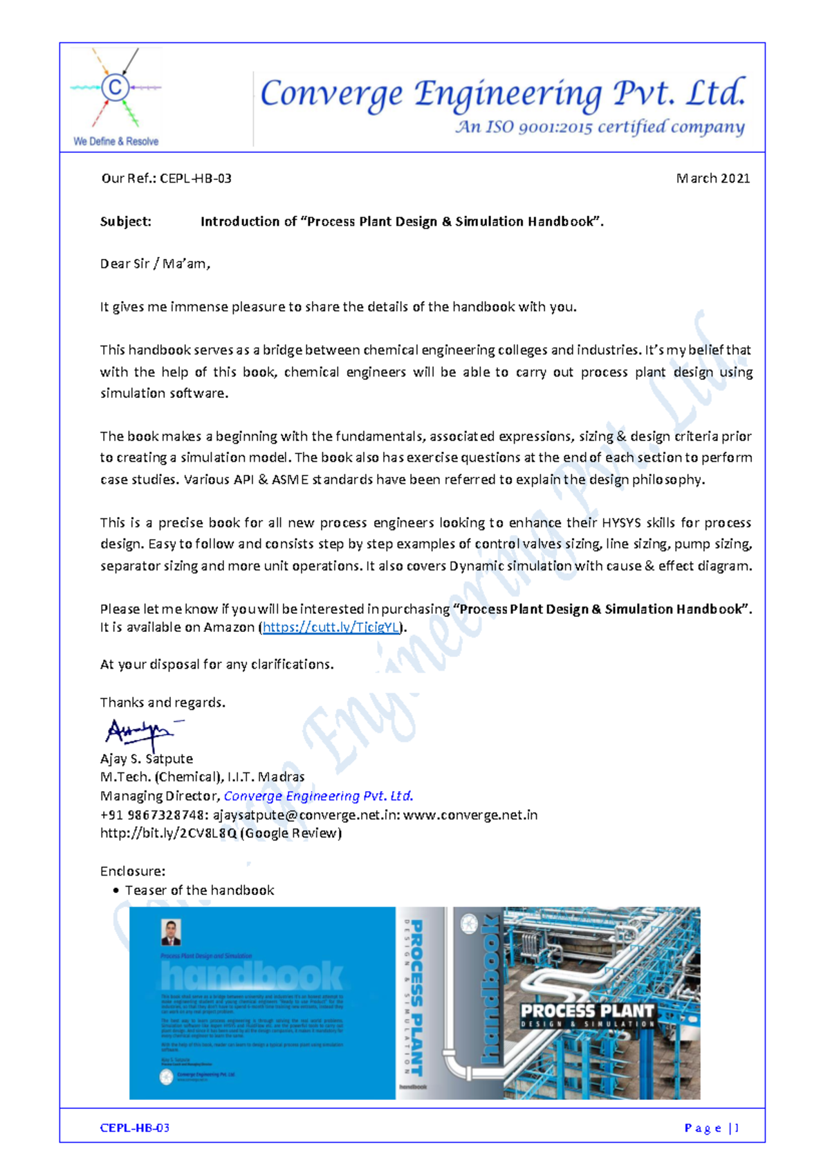 Process Plant Design & Simulation Handbook CEPL-HB-03 Review - Studocu