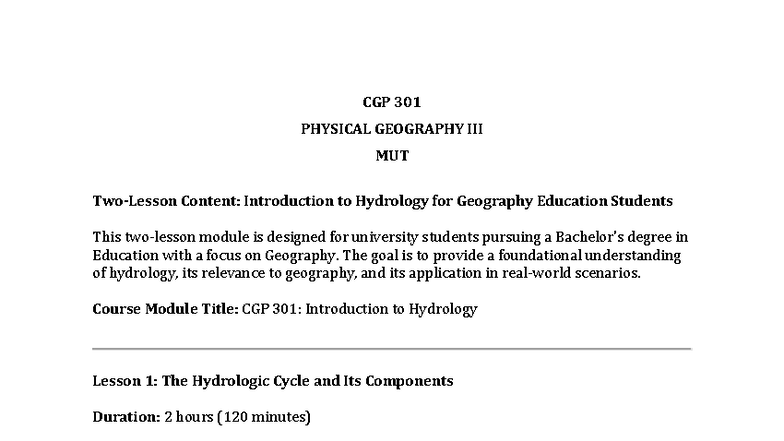 Chapter 11-CGP 301- Physical Geography 3 FULL Module Notes-Introduction ...