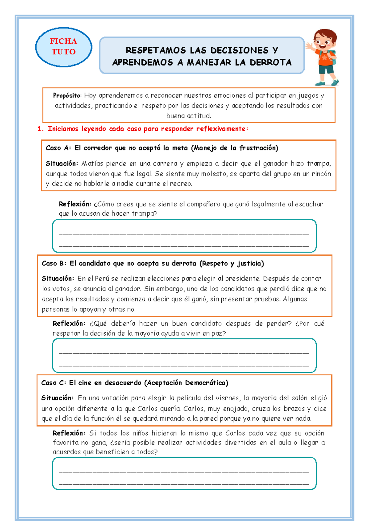 Ficha LUN 13: Tutoría sobre Respeto y Manejo de la Derrota - Studocu